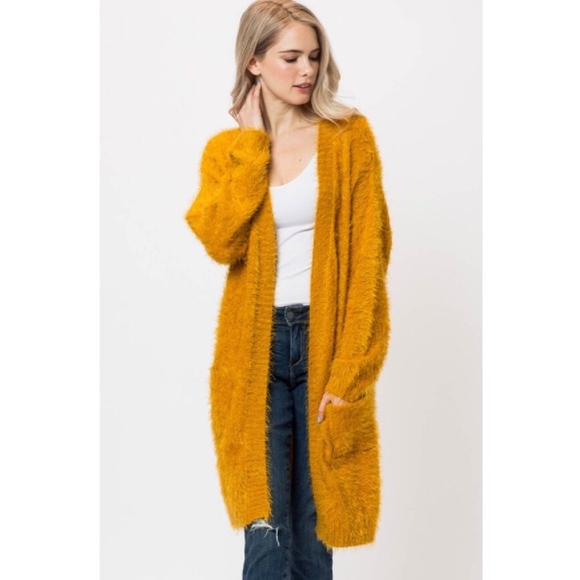 Sweaters | Faux Fur Cardigan Duster New S M L Butterscotch | Poshmark